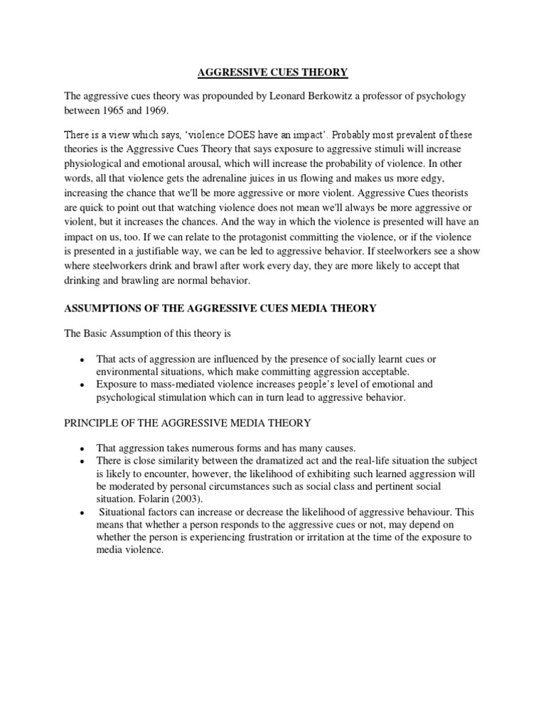 Aggressive Cues Theory | PDF