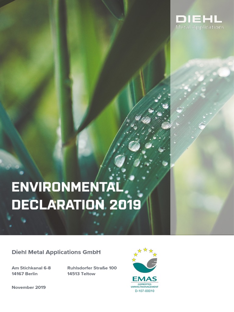 Diehl Metal Applications Environmental Declaration 11.2019 | PDF ...