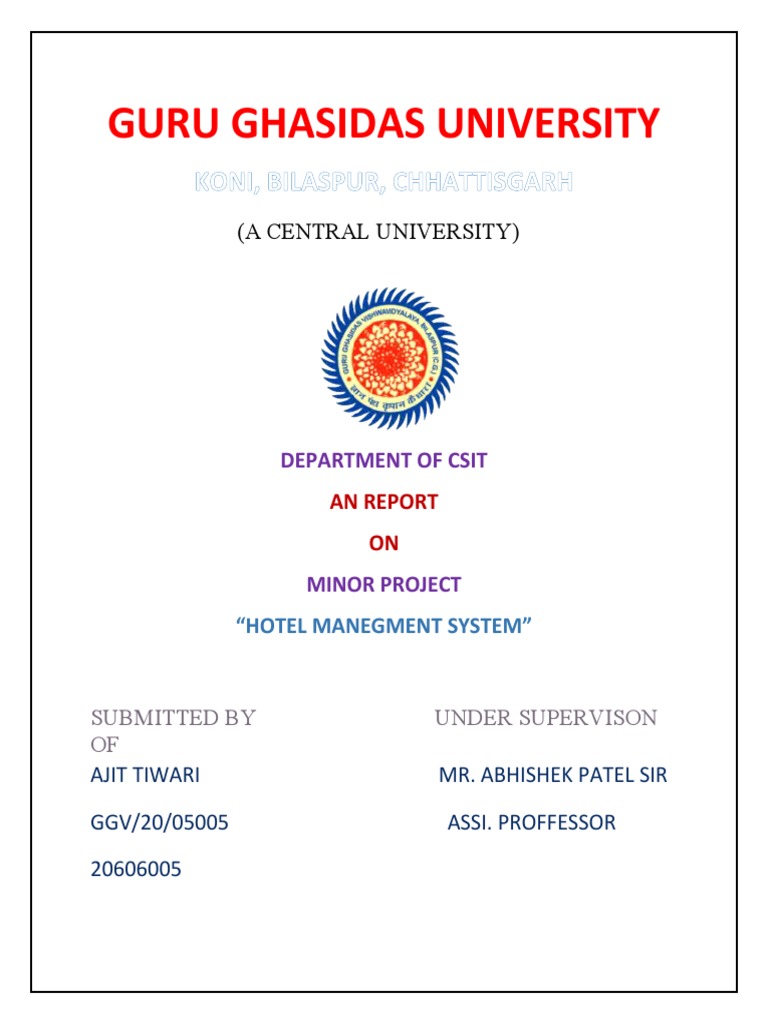 Guru Ghasidas University: Koni, Bilaspur, Chhattisgarh | PDF | Unit ...
