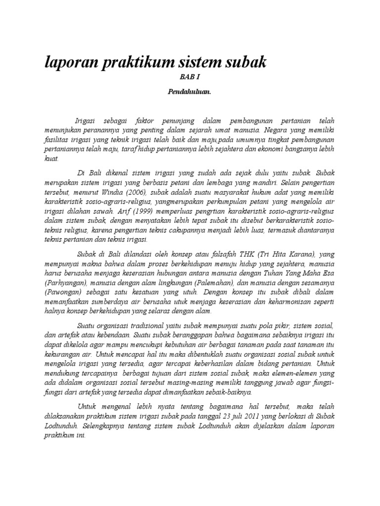 Karakteristik Subak | PDF