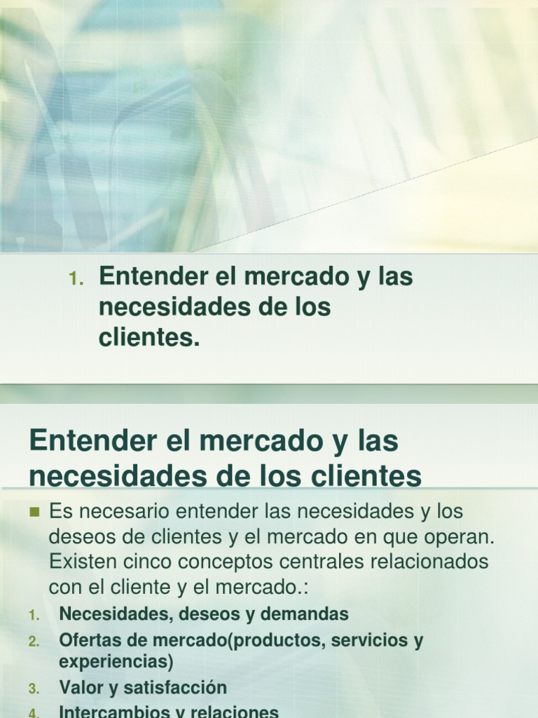 Clase 2 Comprensión Del Mercado y Las Necesidades Del Cliente | PDF ...