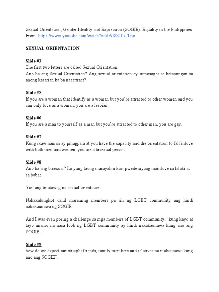 Sexual Orientation Gender Identity and Expression SOGIE - Equality in ...