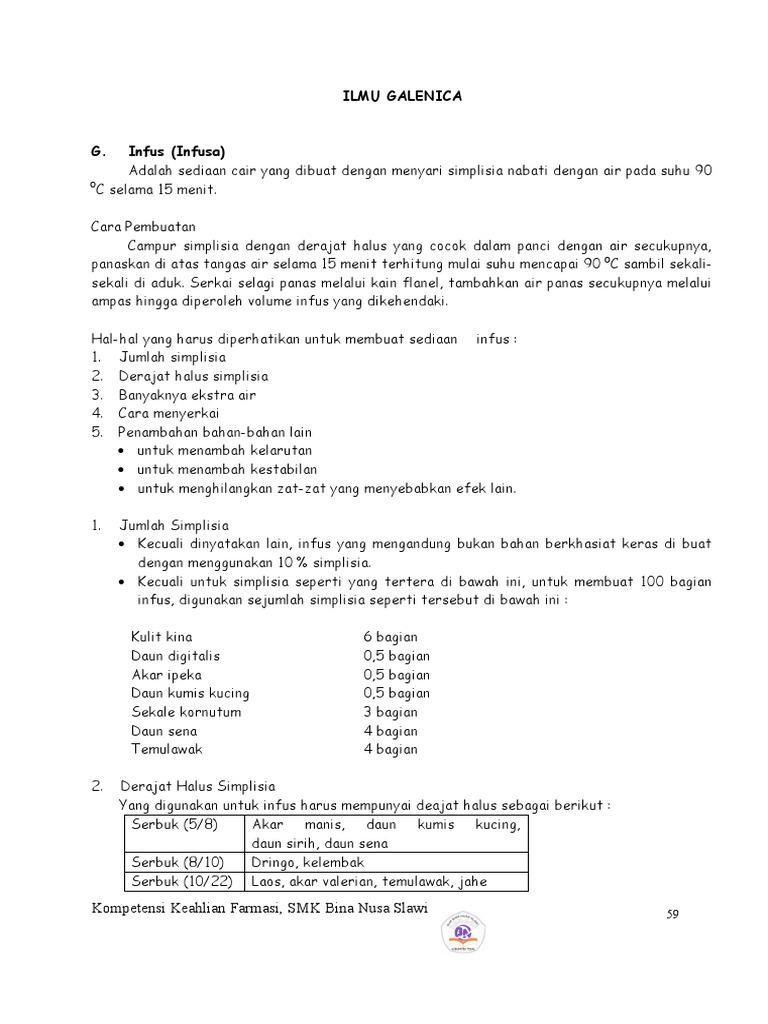 Memahami Prinsip dan Cara Pembuatan Sediaan Infus | PDF