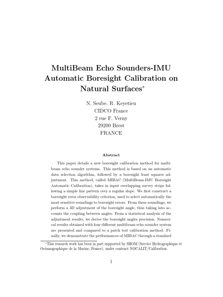 Multibeam BORESIGHT CAlibration | PDF | Accuracy And Precision | Lidar