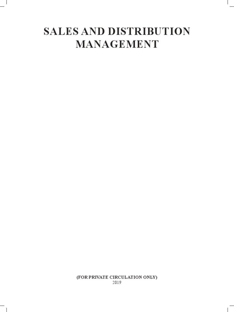 Sales and Distribution Management N | PDF | Sales | Marketing