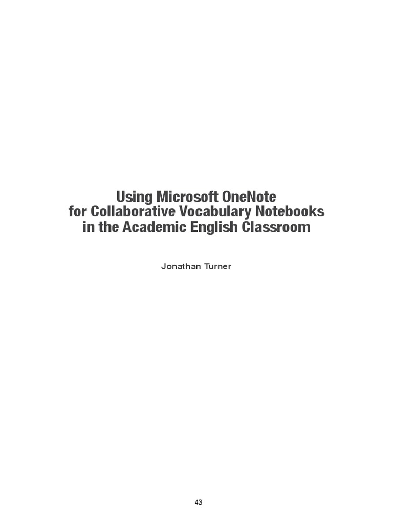 Using Microsoft Onenote For Collaborative Vocabulary Notebooks in The ...