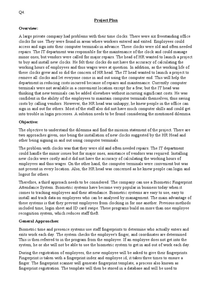 Project Plan Overview | PDF | Biometrics | Fingerprint