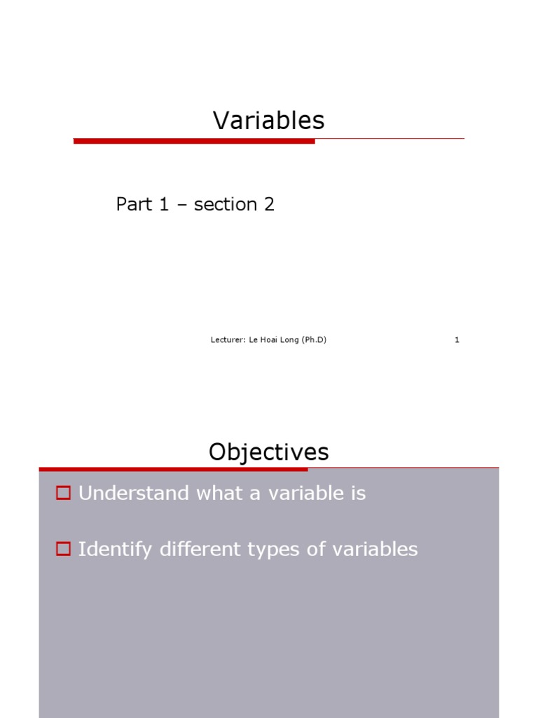 Variables: Part 1 - Section 2 | PDF | Quantitative Research | Doctor Of ...