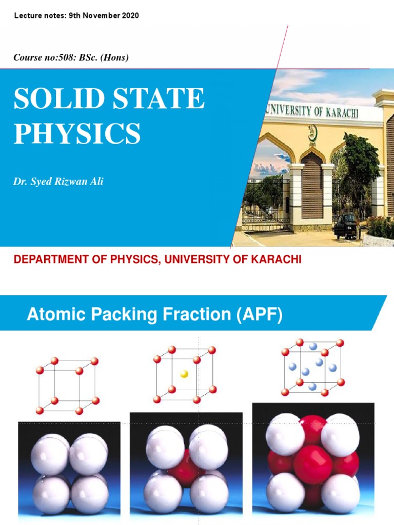 Solid State Physics: Course No:508: Bsc. (Hons) | PDF | Crystal ...