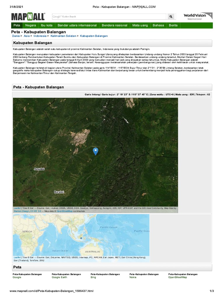 Peta - Kabupaten Balangan - MAP (N) ALL | PDF