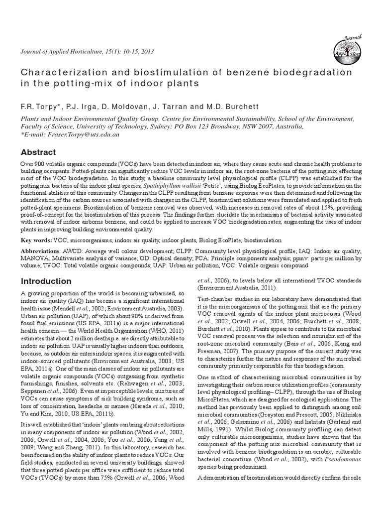 Characterization and Biostimulation of Benzene Biodegradation in The ...