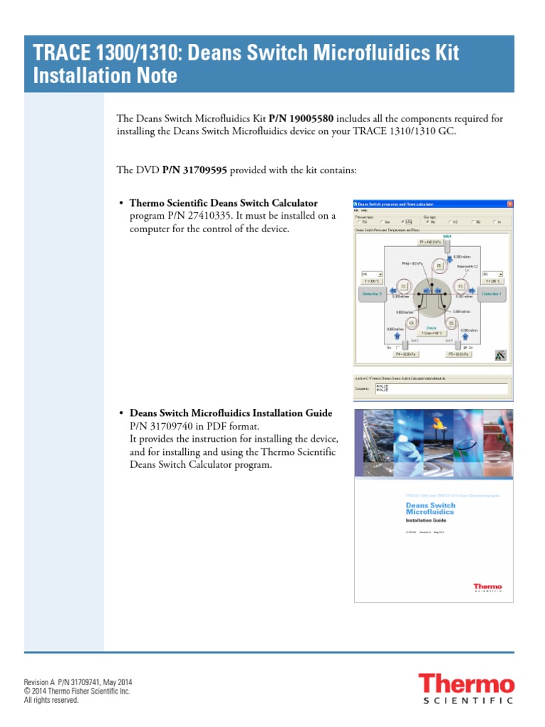 TRACE 1300/1310: Deans Switch Microfluidics Kit Installation Note | PDF