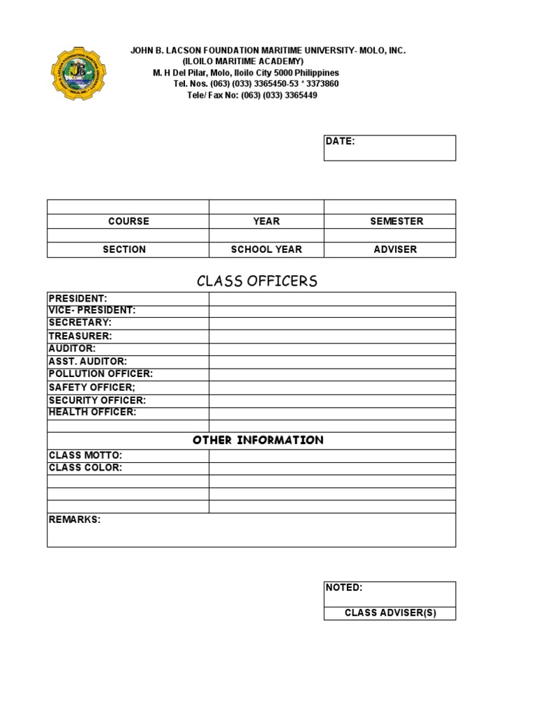 Forms Class Officers | PDF