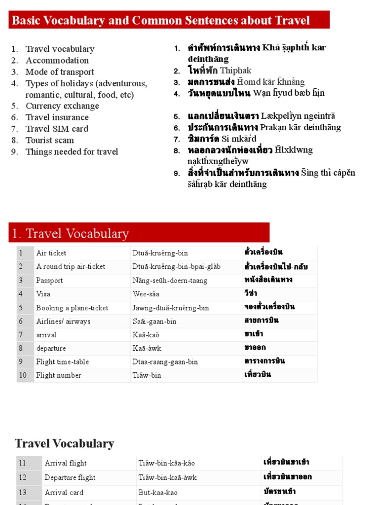Travel Thai Language | PDF