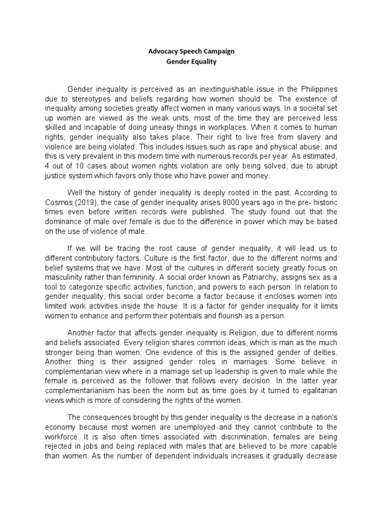 Advocacy Speech | PDF | Gender Studies | Gender