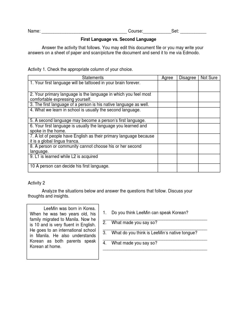 First vs. Second Language Analysis | PDF | Second Language | First Language