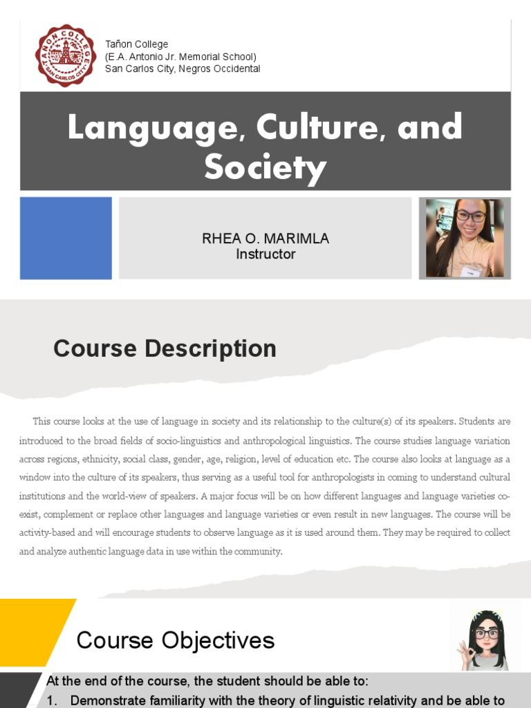 Session 1 - Language Culture and Society | PDF | Communication | Learning