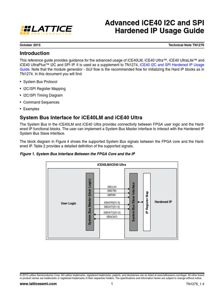 iCE40 I2C and SPI Hardened IP Usage Guide | PDF | Input/Output ...