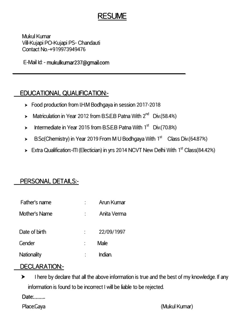 Mukul Kumar's Professional Resume | PDF