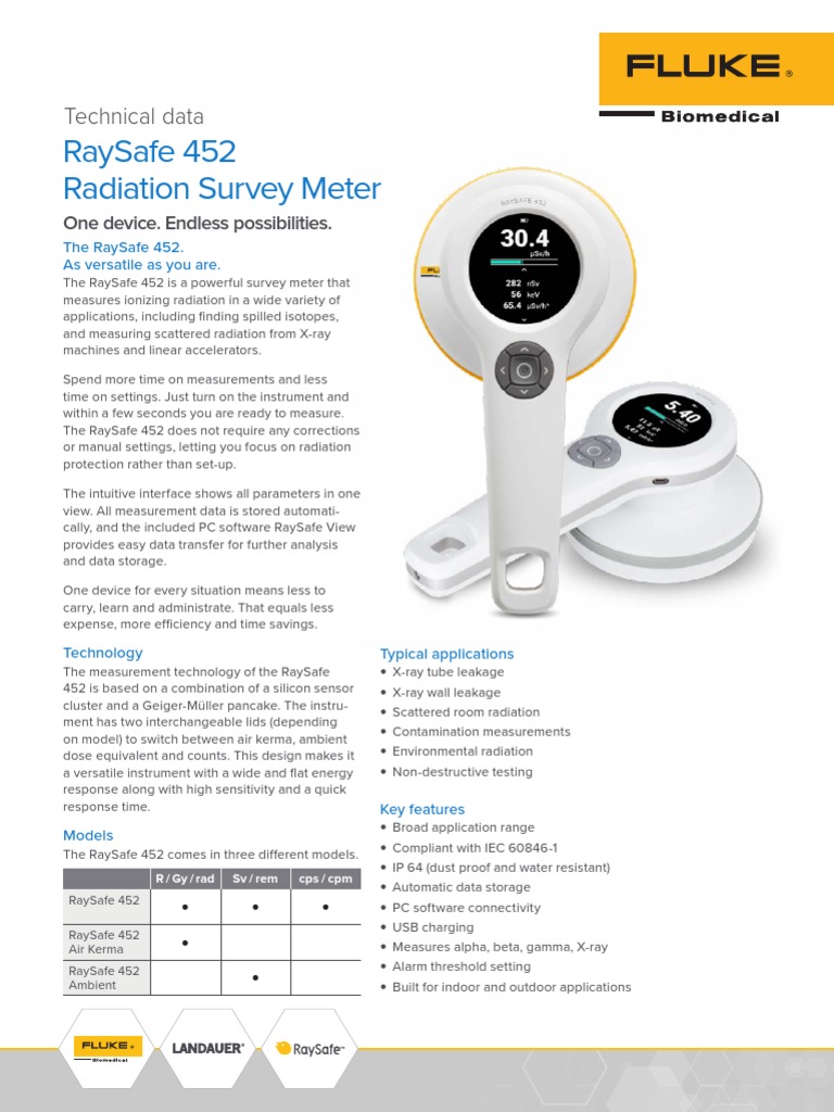 Raysafe 452 Radiation Survey Meter: Technical Data | PDF | Ionizing ...