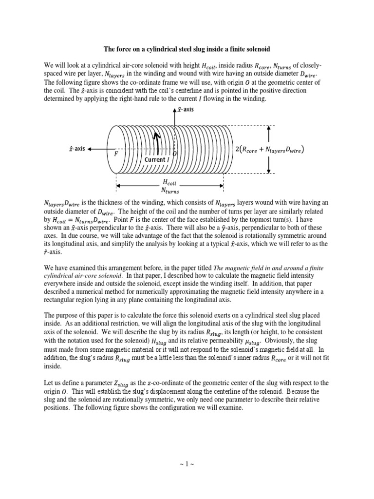The Force On A Cylindrical Steel Slug Inside A Finite Solenoid | PDF ...
