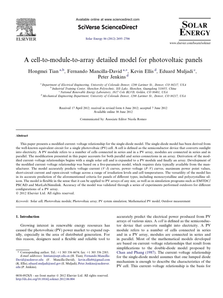 1 s2.0 S0038092X12002150 MainA Cell To Module To Array Detailed Model ...