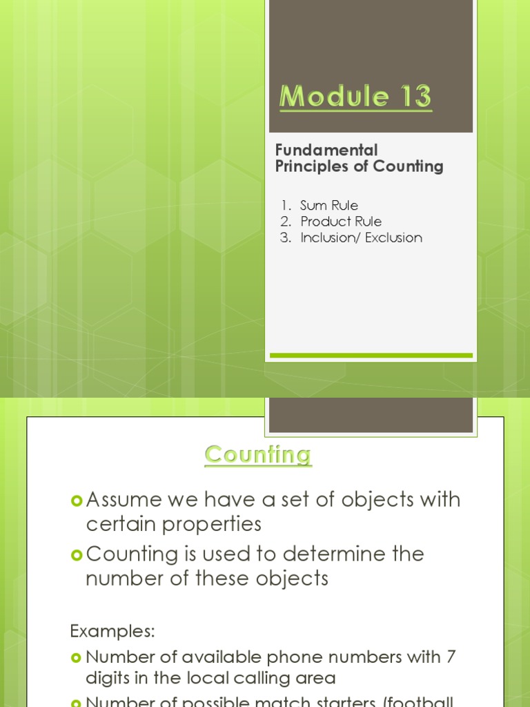 DISCRETE MATH MODULE 13 Fundamental Principles of Counting | PDF ...