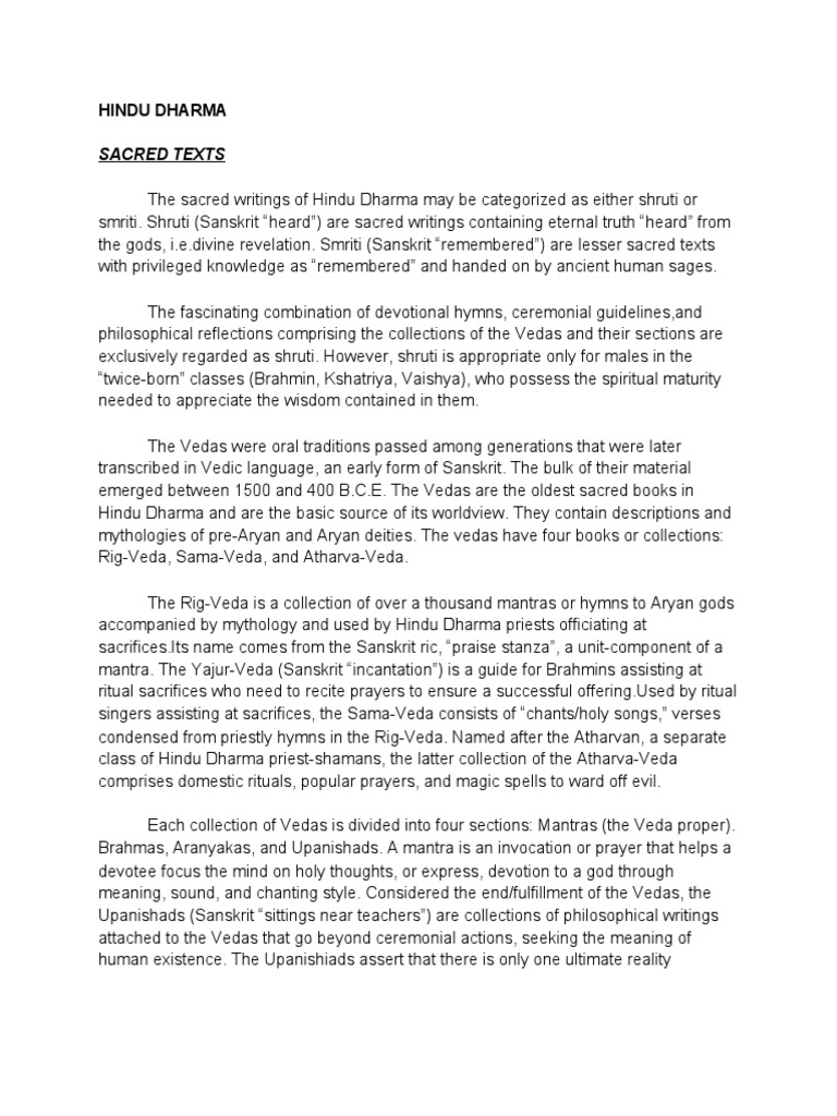 Overview of Hindu Sacred Texts | PDF | Vedas | Brahman