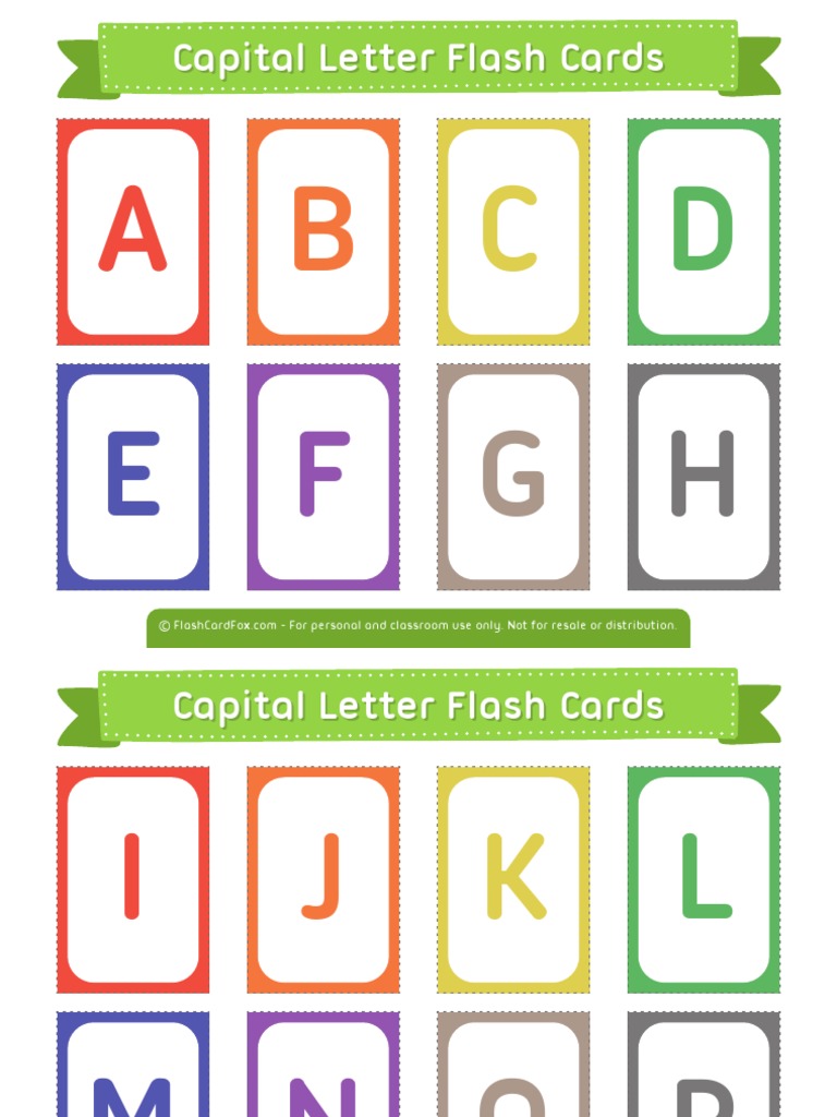 Capital Letter Flash Cards 2x3 | PDF