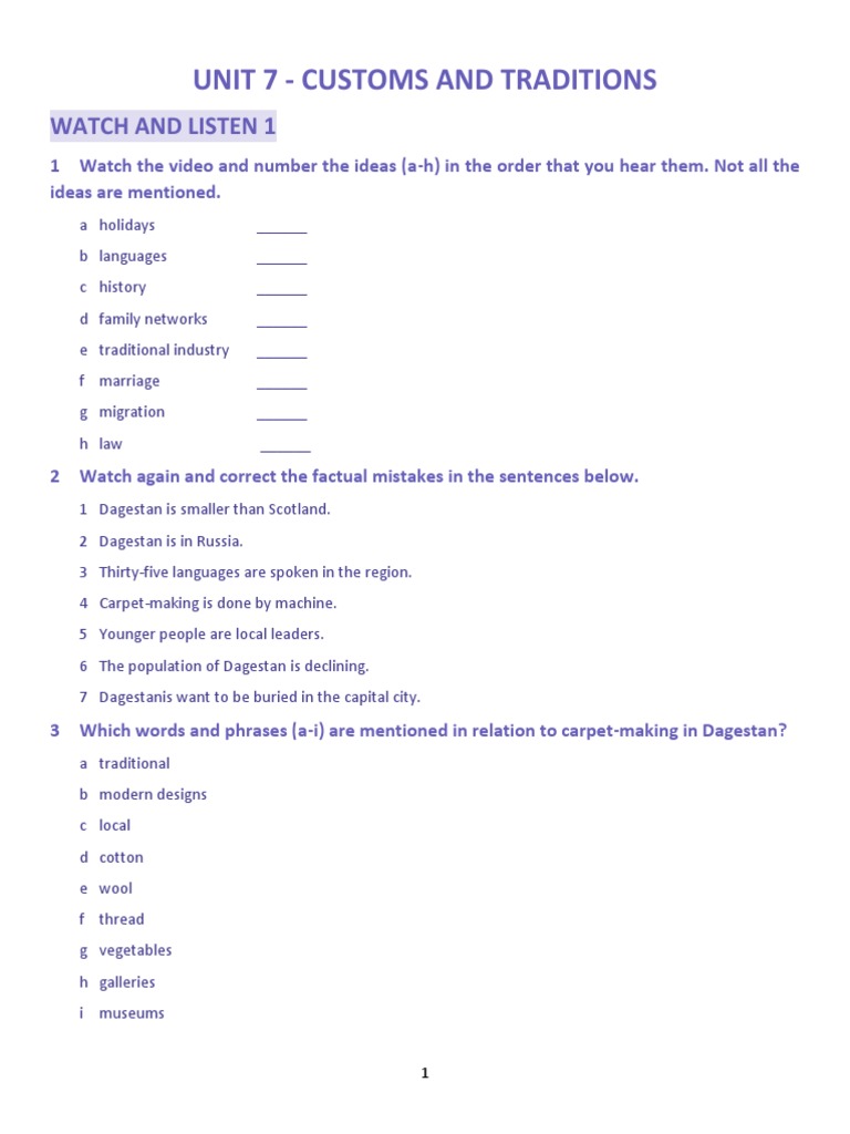 Unit 7 - Customs and Traditions | PDF | Wedding | Marriage
