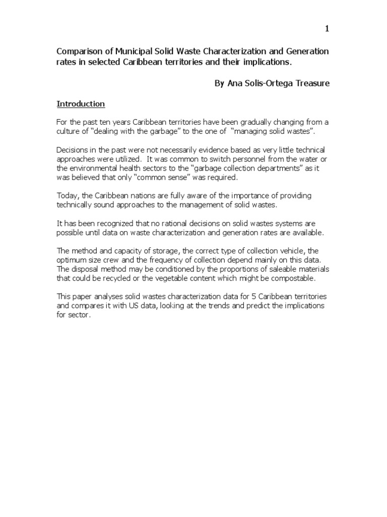 Municipal Solid Waste Characterization | PDF | Recycling | Waste Management