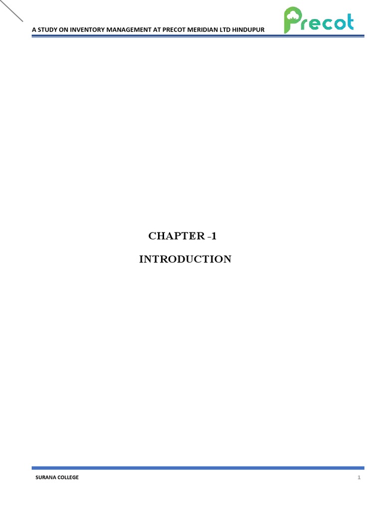 Chapter - 1: A Study On Inventory Management at Precot Meridian LTD ...