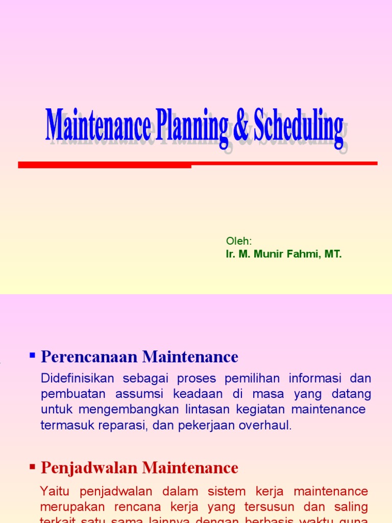 4) Maintenance Planning & Scheduling | PDF