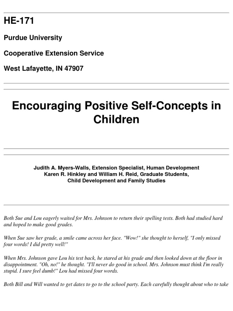 Encouraging Positive Self-Concepts in Children | PDF | Self Concept ...