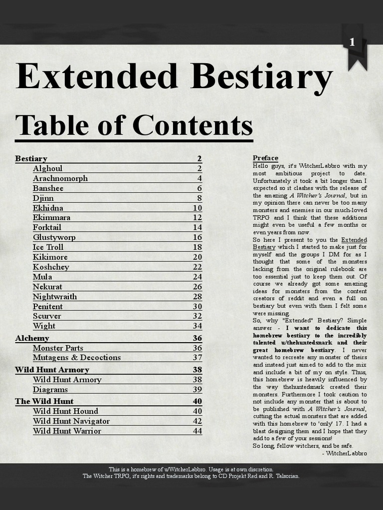 THE WITCHER - EXTENDED BESTIARY by WitcherLabbro | PDF | Jinn | Vampires