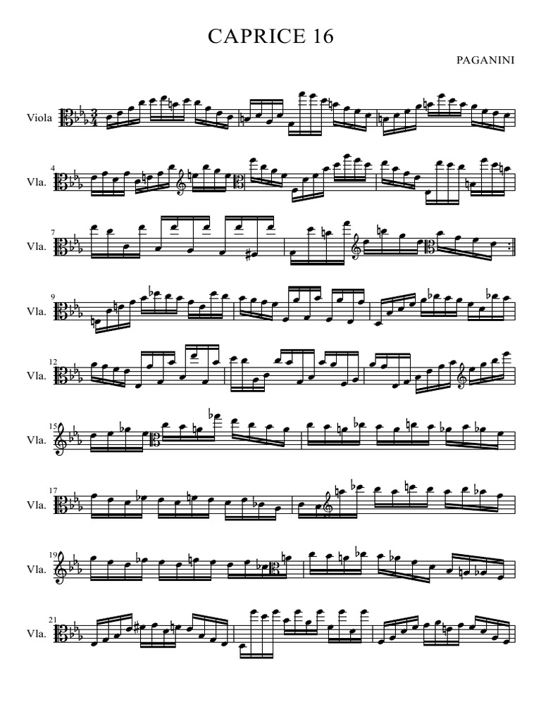 Caprice 16 Paganini Viola | PDF