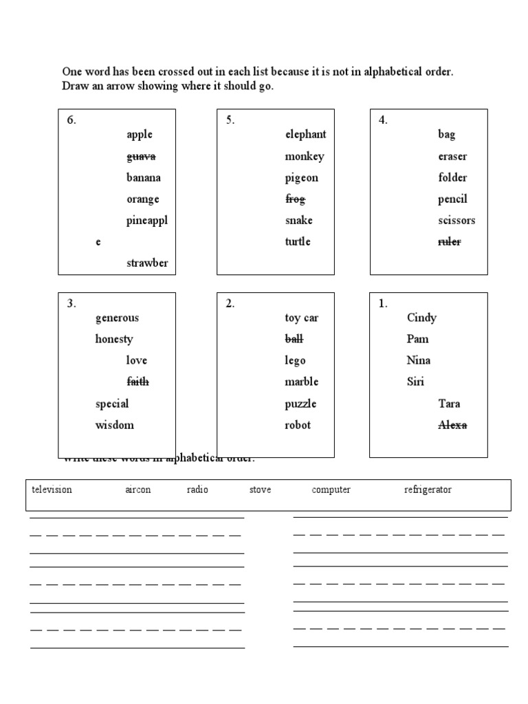 Alphabetical Order Worksheet | PDF