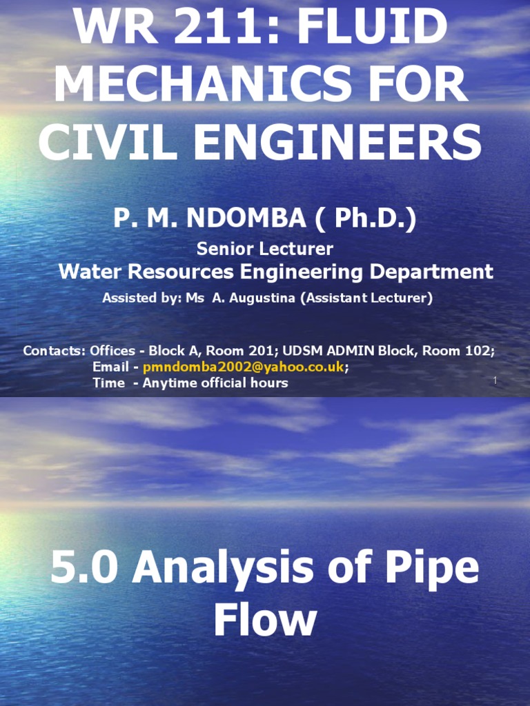 Chapter 5 - Lecture7 - Flow in Pipes | PDF | Reynolds Number | Boundary ...