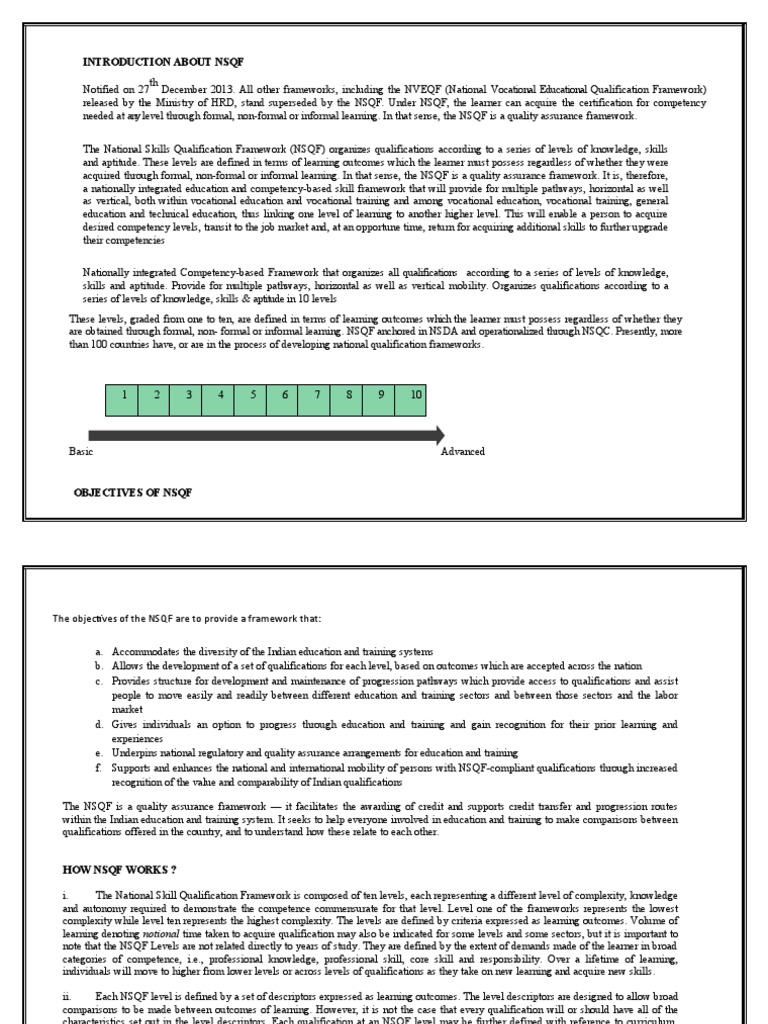 Introduction About NSQF | PDF | Vocational Education | Curriculum