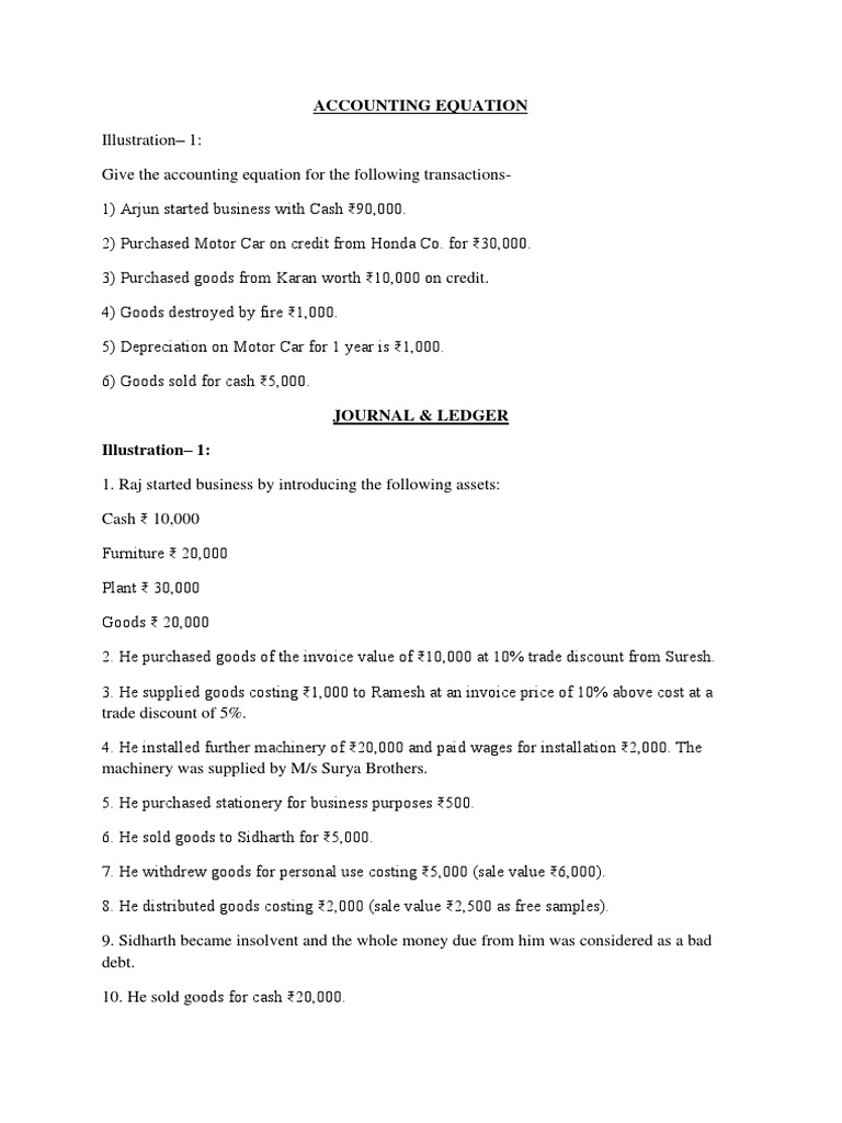 ACCOUNTING EQUATION, JOURNAL LEDGER - Solution | PDF | Debits And ...