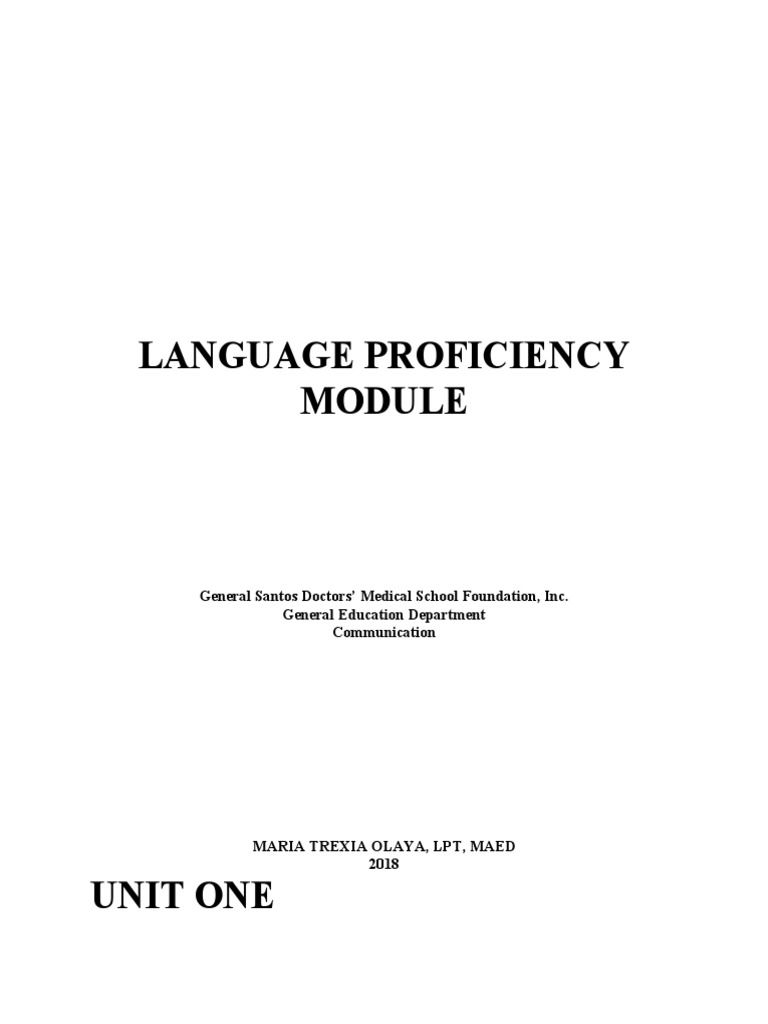 Language Proficiency: General Santos Doctors' Medical School Foundation ...
