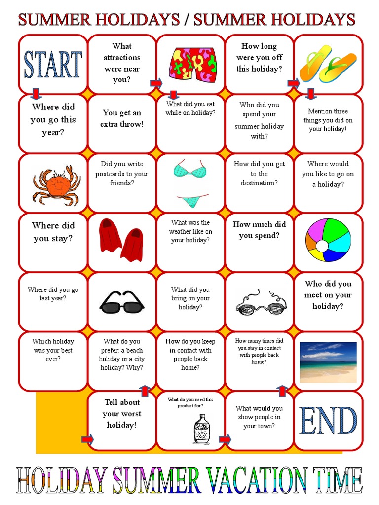 Board Game Summer Holiday Fun Activities Games Games Icebreakers | PDF ...