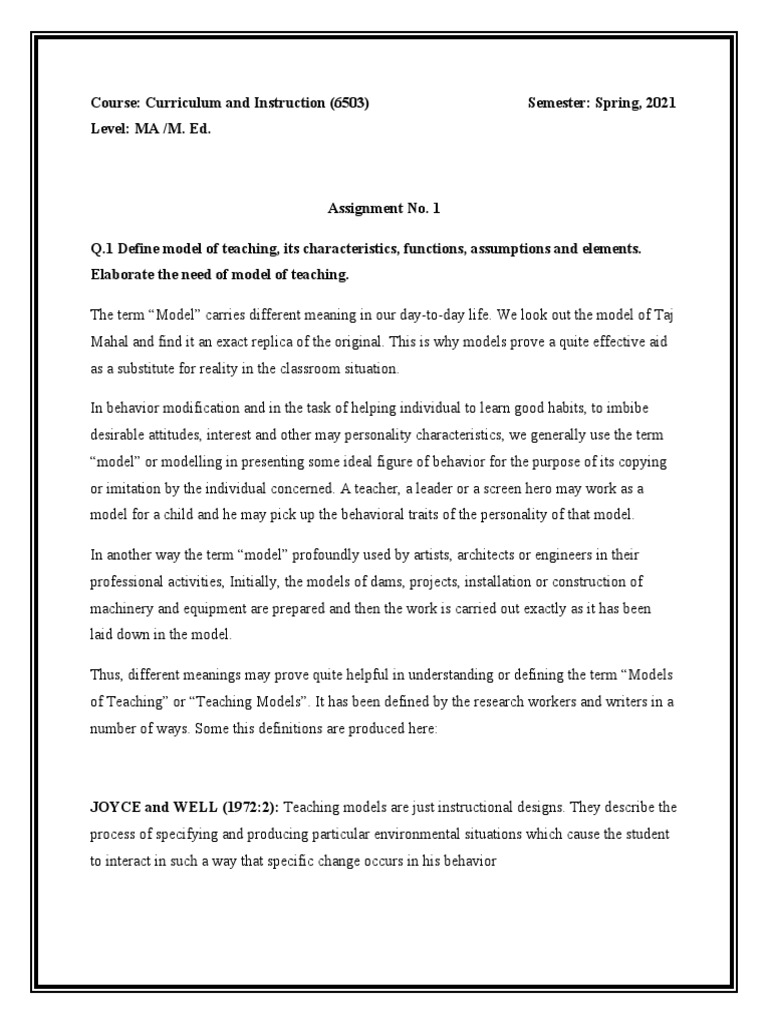 (6503) Assignment 1 | PDF | Curriculum | Teachers