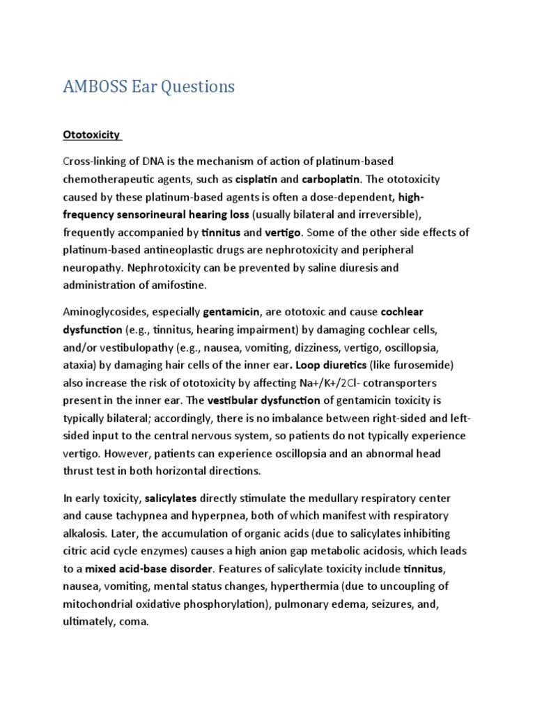 AMBOSS Ear Questions | PDF | Human Head And Neck | Medical Specialties