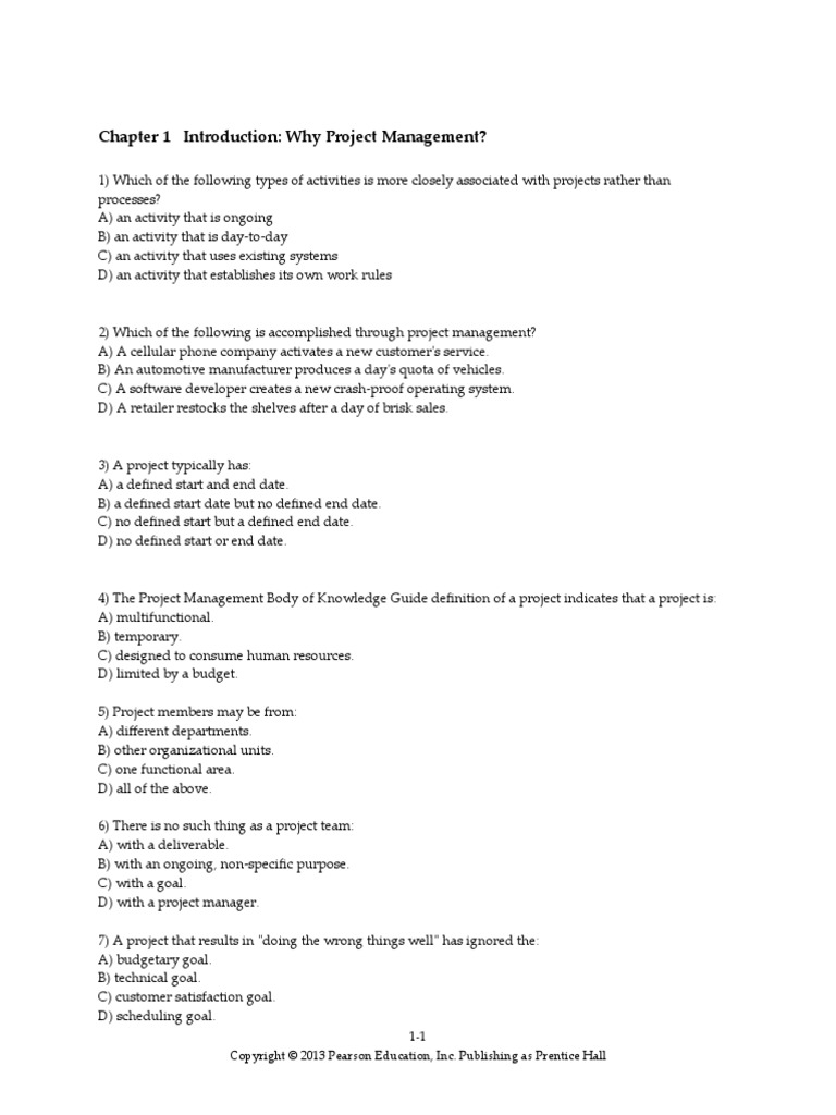 Chapter 1 Review Quiz | PDF | Project Management | Product Lifecycle