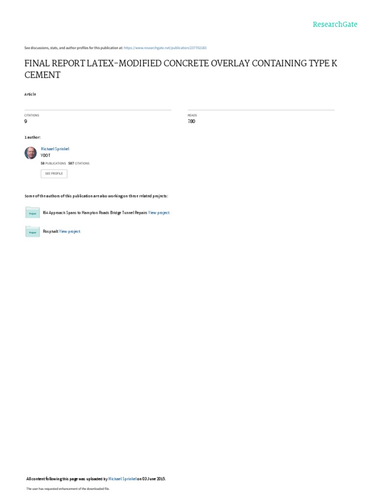 Final Report Latex-Modified Concrete Overlay Conta | PDF | Concrete ...