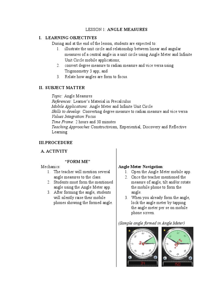 Learn angle measures in radians and degrees | PDF | Angle | Trigonometry