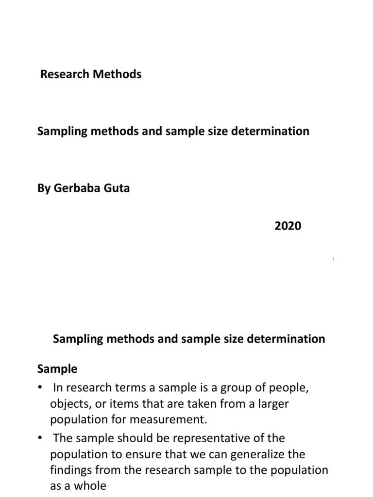 1.sampling Methods and Sample Size Determination | PDF | Sampling (Statistics) | Sample Size ...