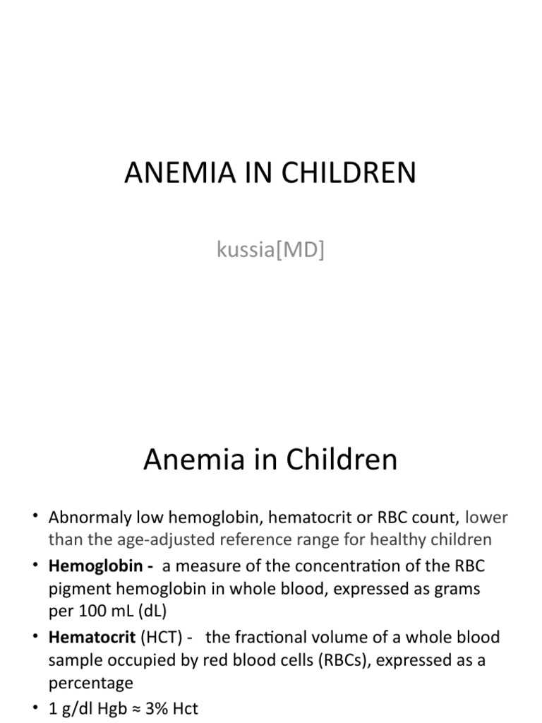 Anemia in Children | PDF | Anemia | Red Blood Cell