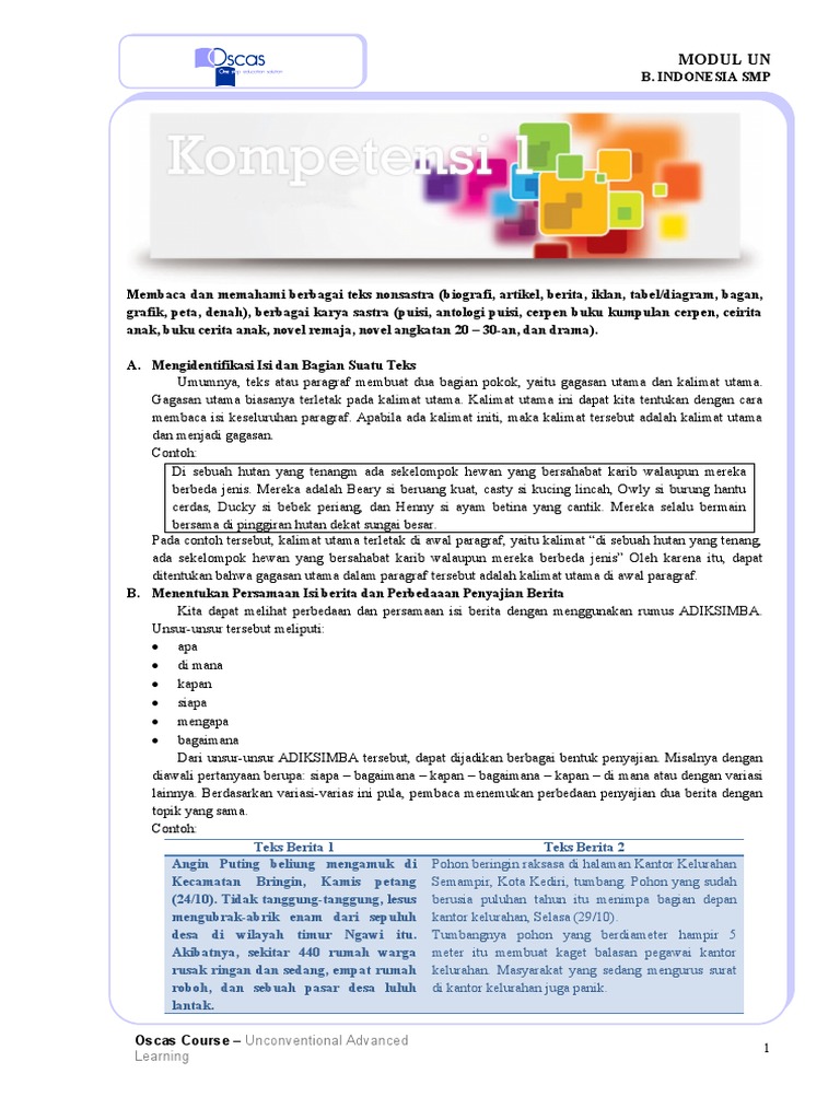 Modul UN SMP B. INDONESIA Edited by Ilham | PDF